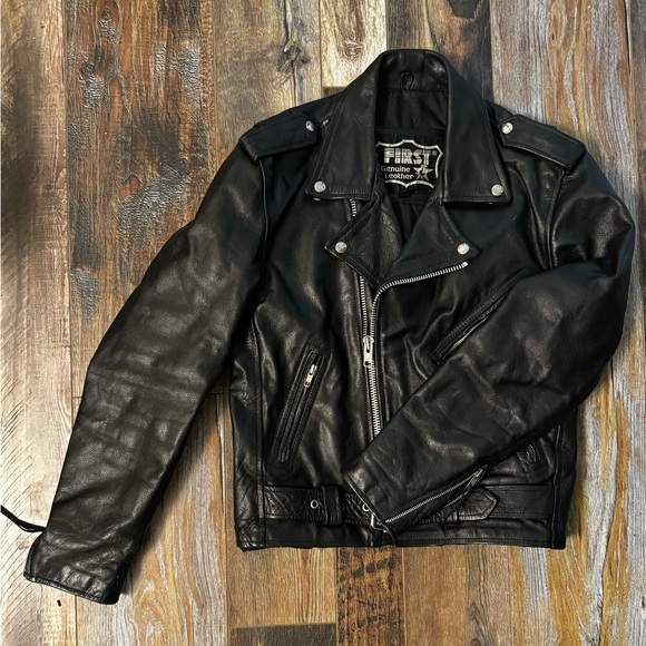 FIRST | Jackets & Coats | Classic Genuine Leather Motorcyclebiker ...